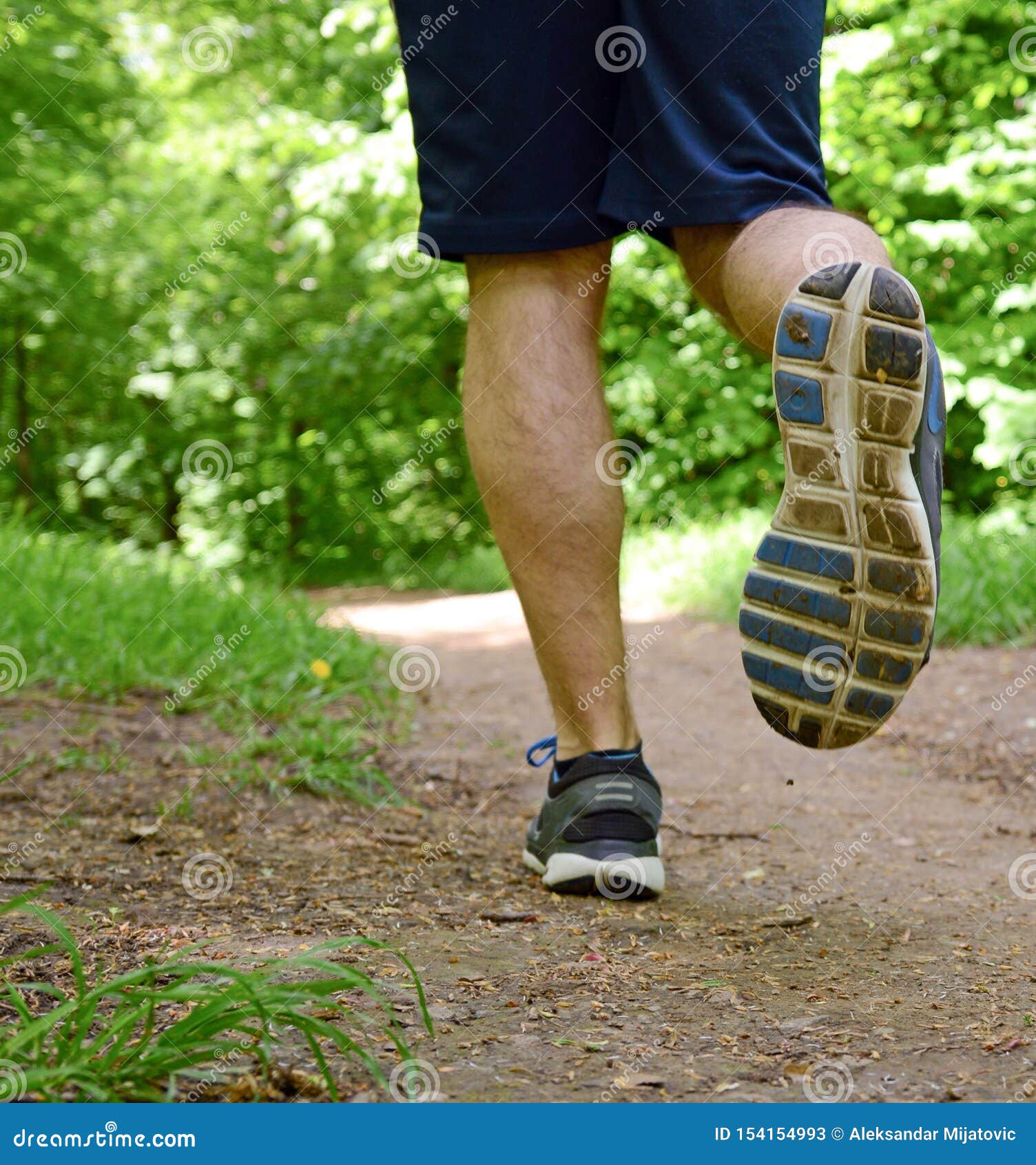 Runner Feet Running on Road Closeup on Shoe Stock Image - Image of male ...