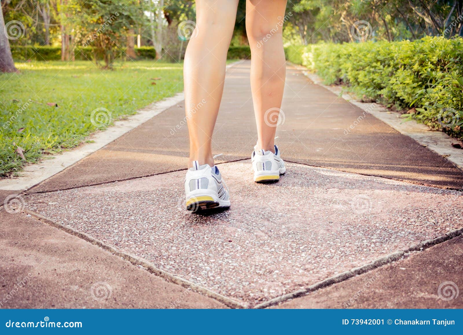 Runner Feet Running on Road Closeup on Shoe. Stock Image - Image of ...