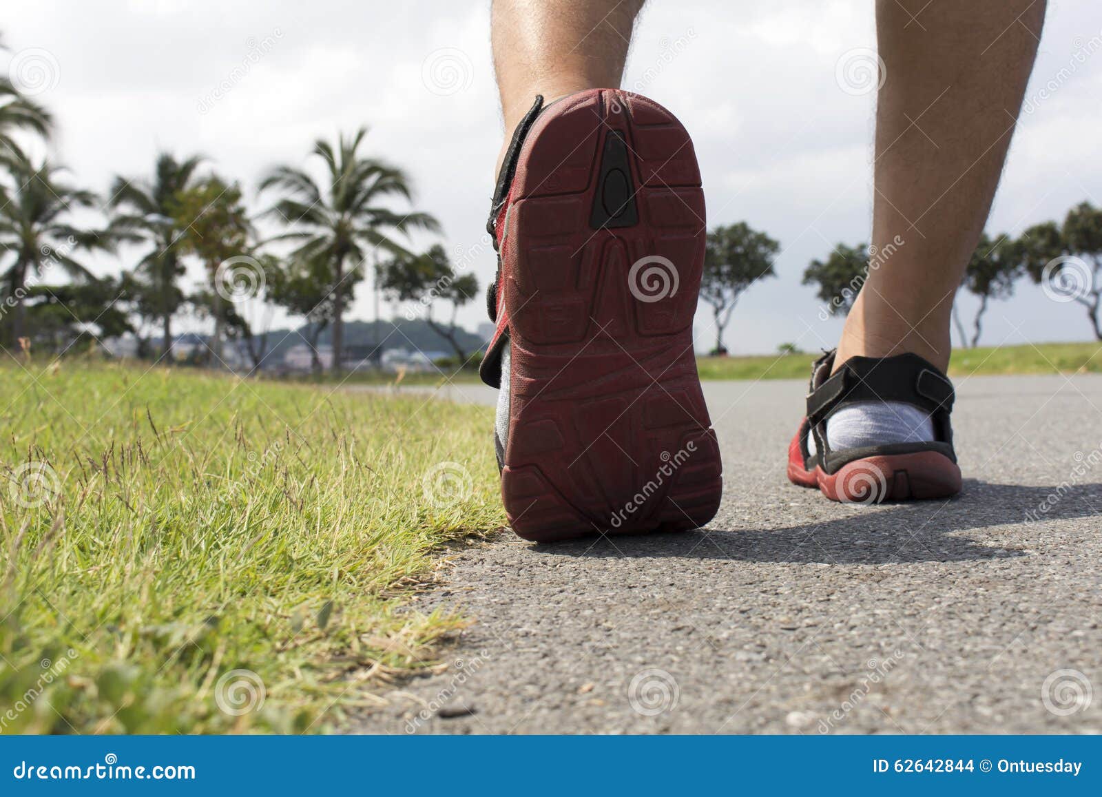 Runner Feet Running on Road at Park Stock Photo - Image of asphalt ...