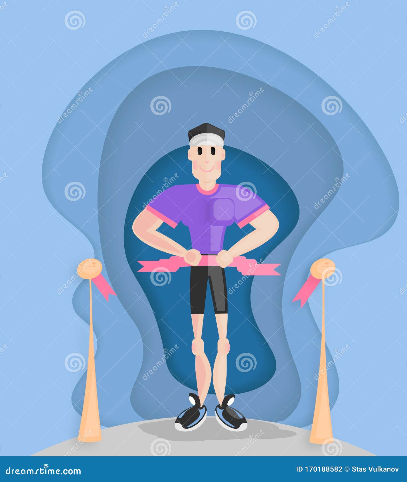 A Runner Finished First, Cartoon Character Runner, Stock Illustration ...
