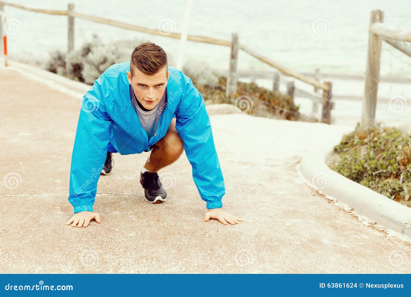 Runner Getting Ready To Start the Race Stock Photo - Image of caucasian ...