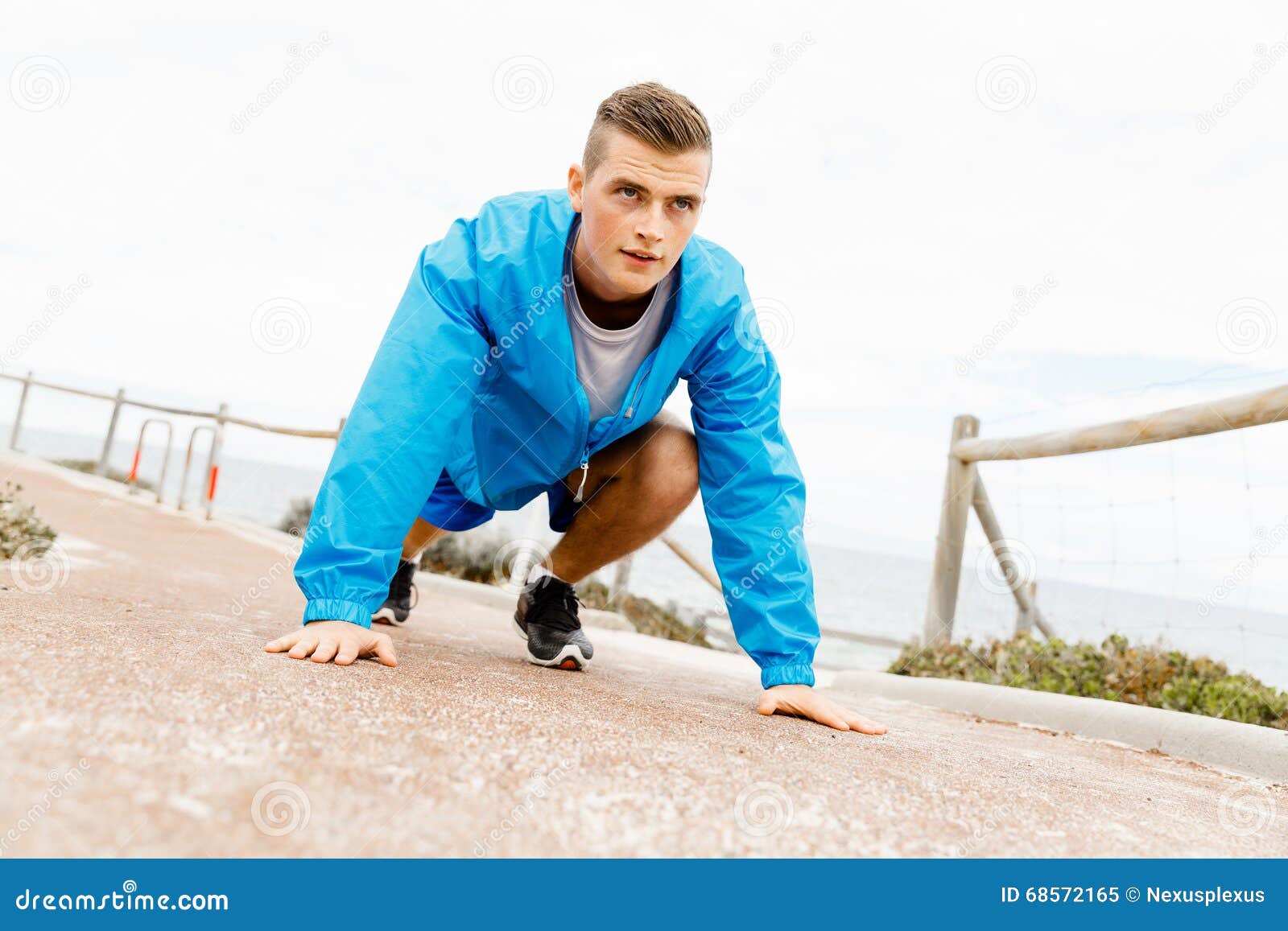 Runner Getting Ready To Start the Race Stock Image - Image of caucasian ...