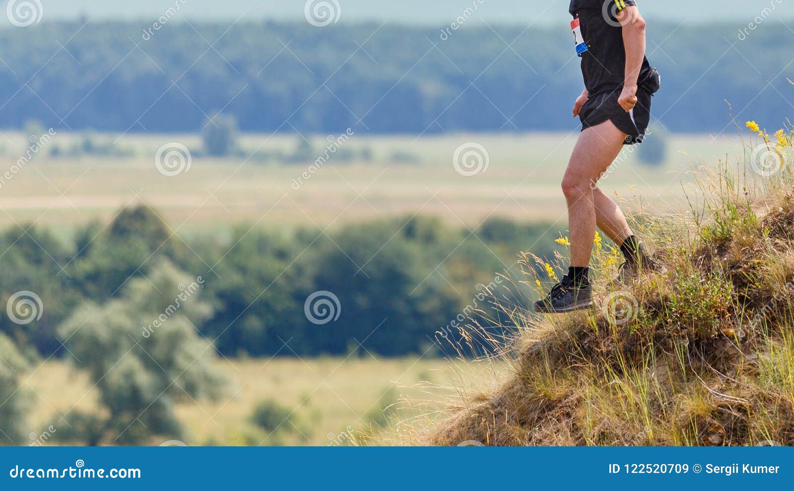 Runner Going Down from Steep Descent Stock Image - Image of ...