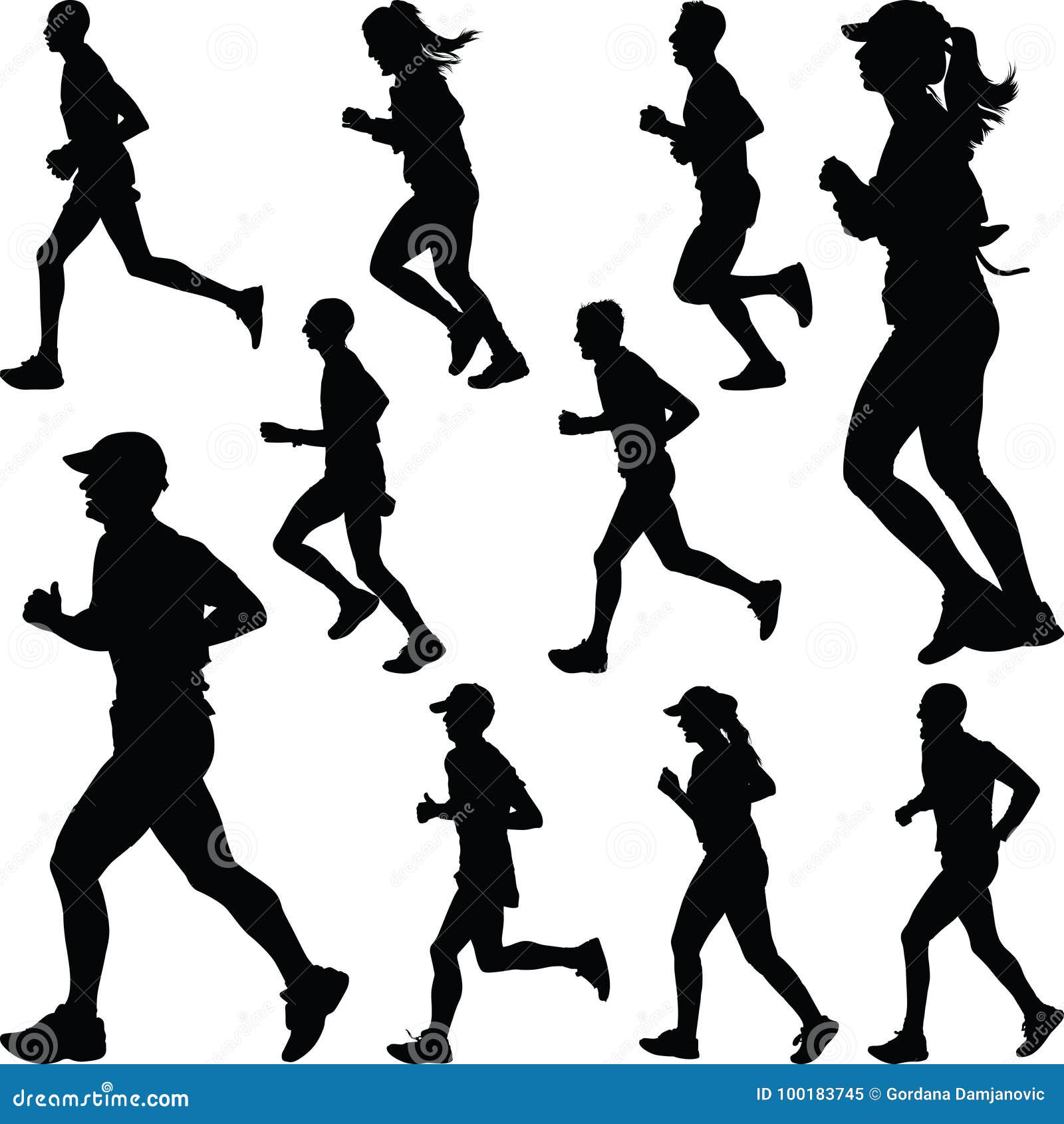 Male Runner Silhouette Group Stock Illustrations – 1,342 Male Runner ...