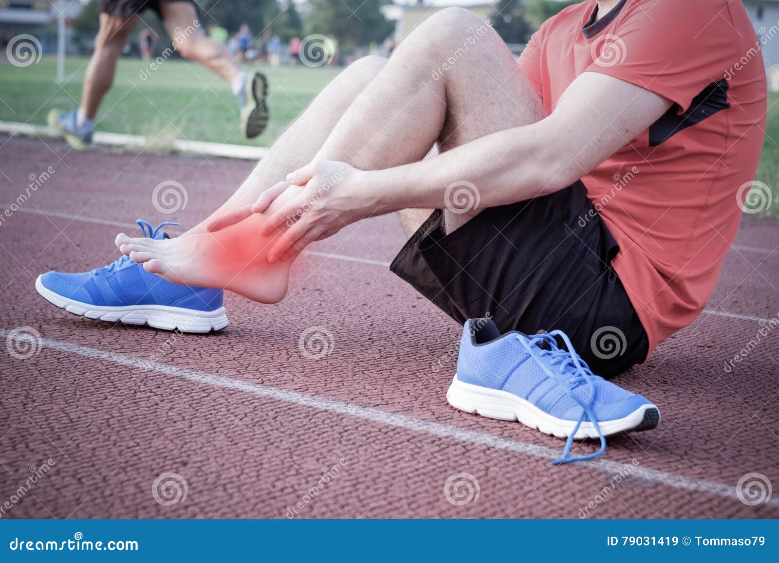 Runner with injured ankle stock image. Image of cramp - 79031419