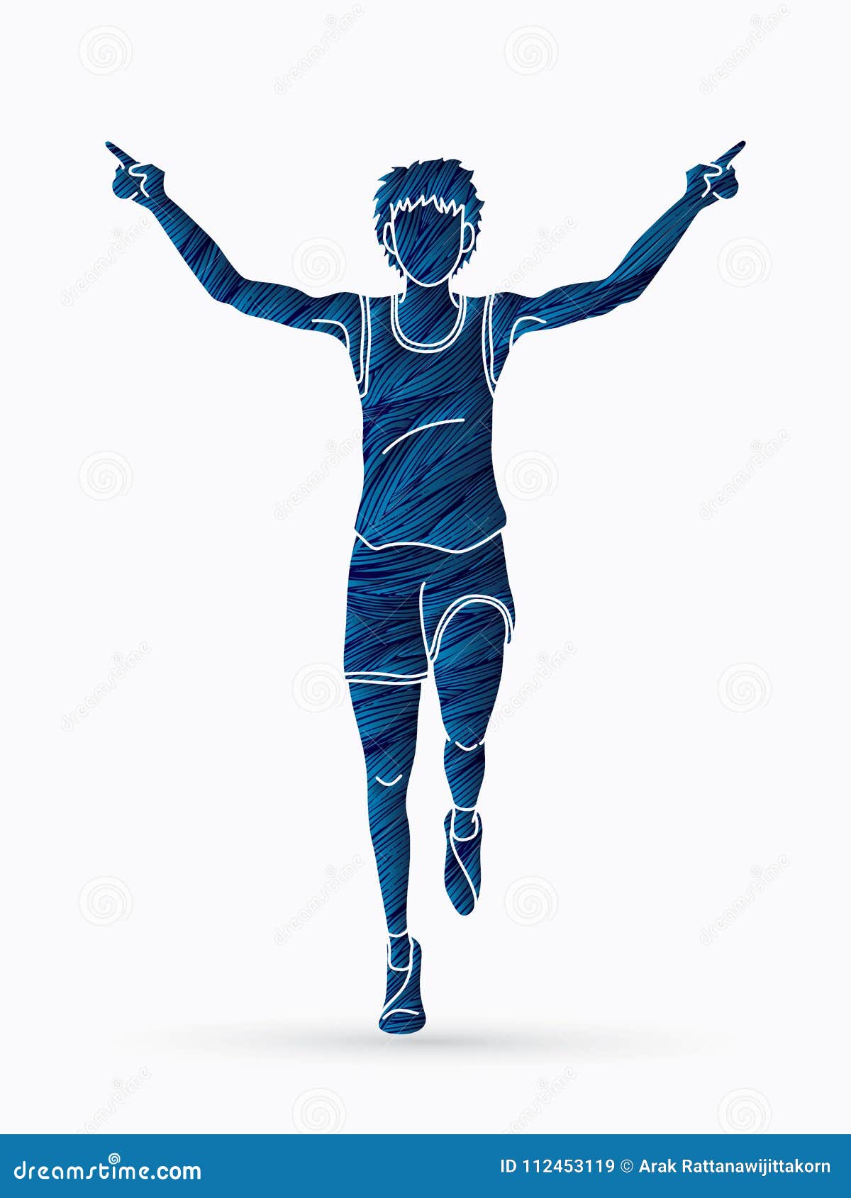 Running Man, Winner, Business Direction, Arrow. Vector Illustration ...