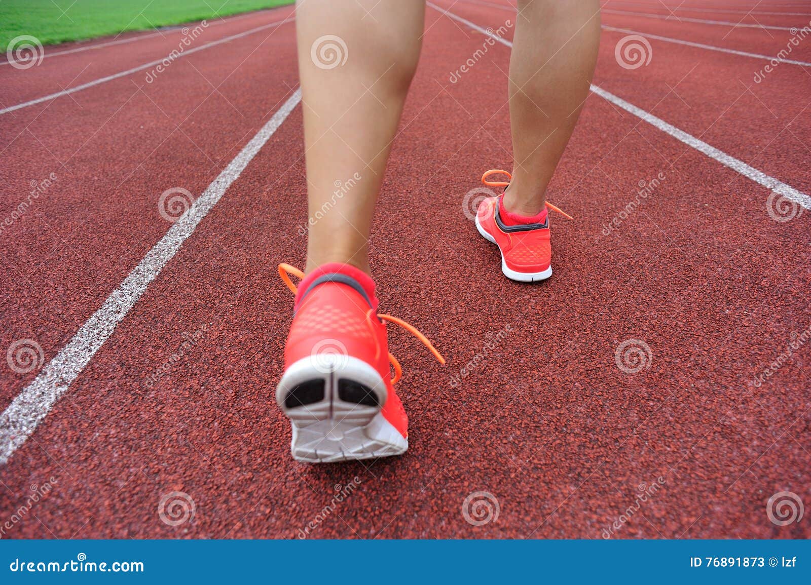 Runner Legs on Red Running Track I Stock Image - Image of modern ...
