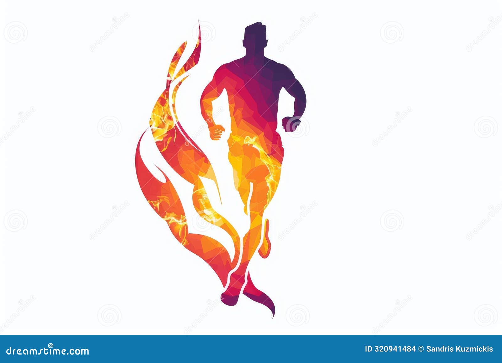 Runner Logo with Colorful Flame. Generative AI Stock Illustration ...