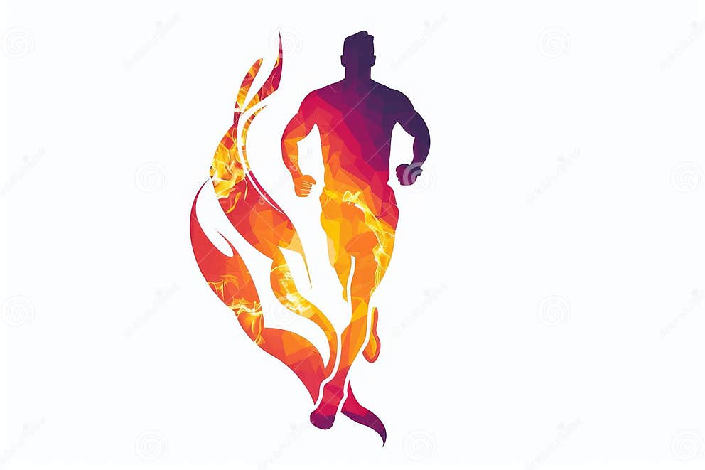 Runner Logo with Colorful Flame. Generative AI Stock Illustration ...