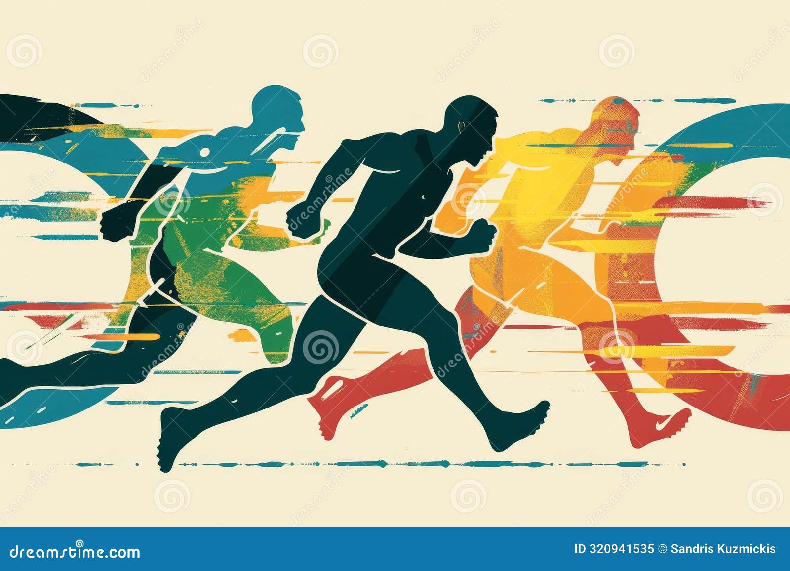 Runner Logo with Colorful Flame. Generative AI Stock Illustration ...