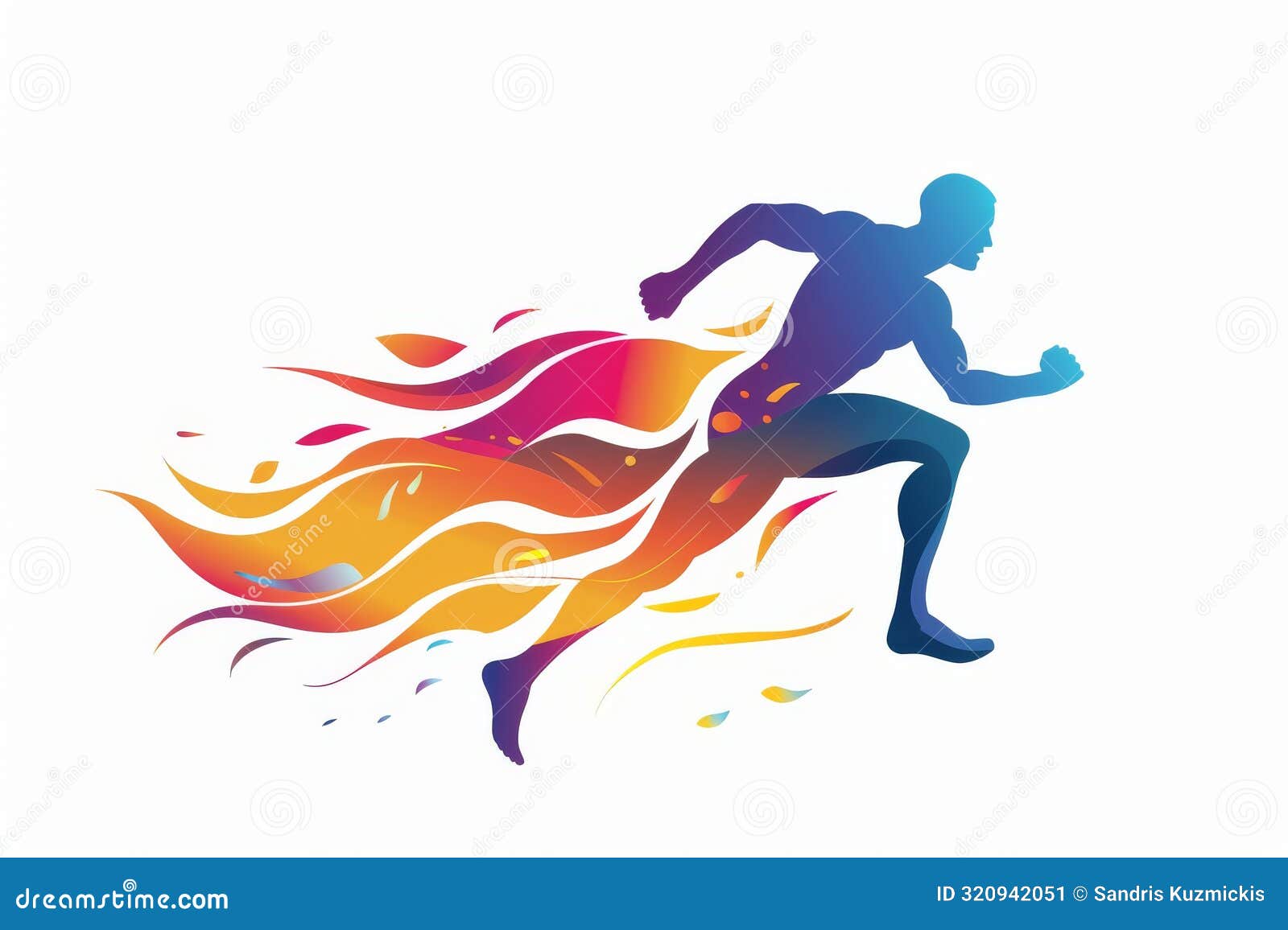 Runner Logo with Colorful Flame. Generative AI Stock Illustration ...