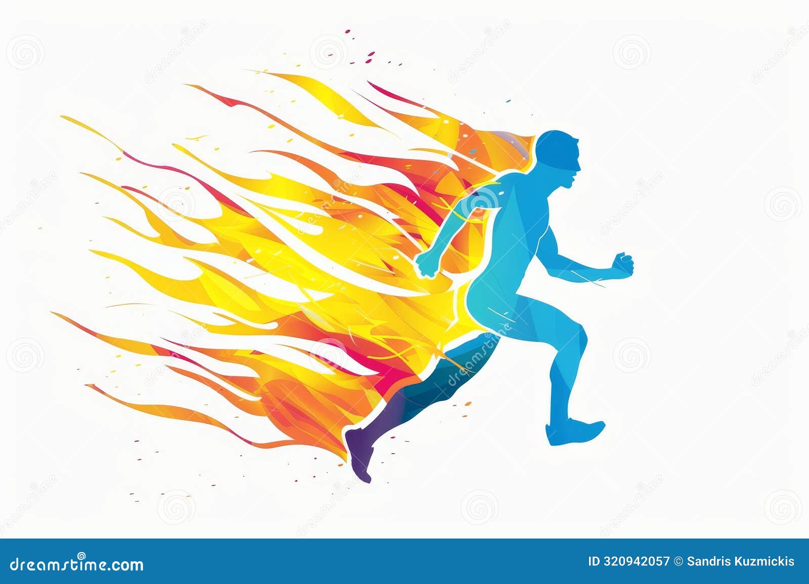 Runner Logo with Colorful Flame. Generative AI Stock Illustration ...