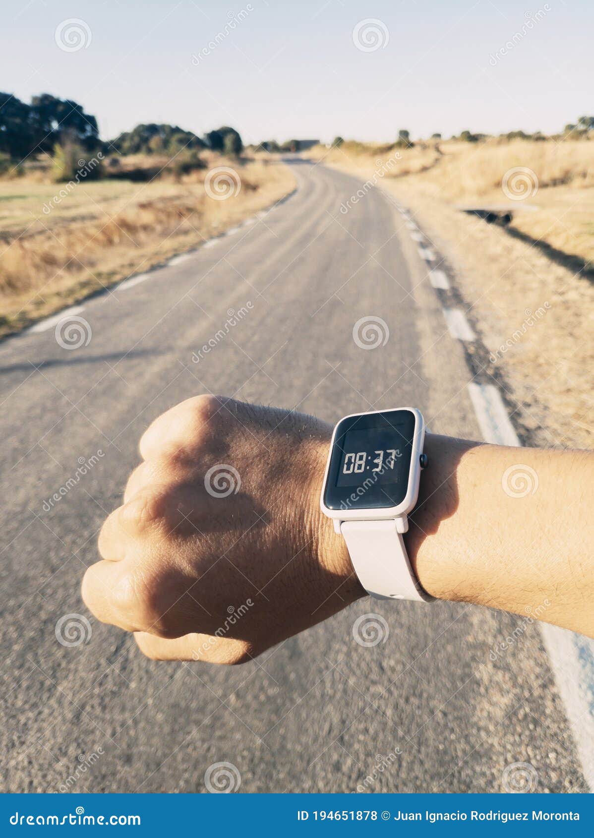 Runner Looking at Time on the Smart Clock Stock Photo - Image of ...
