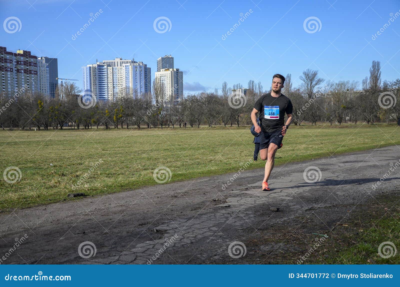 Runner Man Running on Road during Marathon Doing High Intensity ...