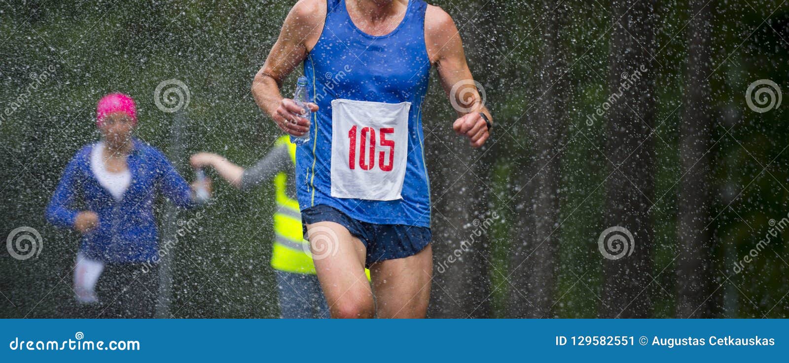 Runner Man Running Under Rain Drops City Marathon Stock Image - Image ...