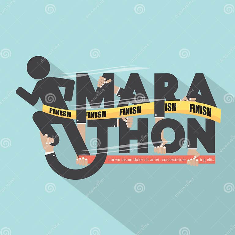 Runner with Marathon Typography Design. Stock Vector - Illustration of ...