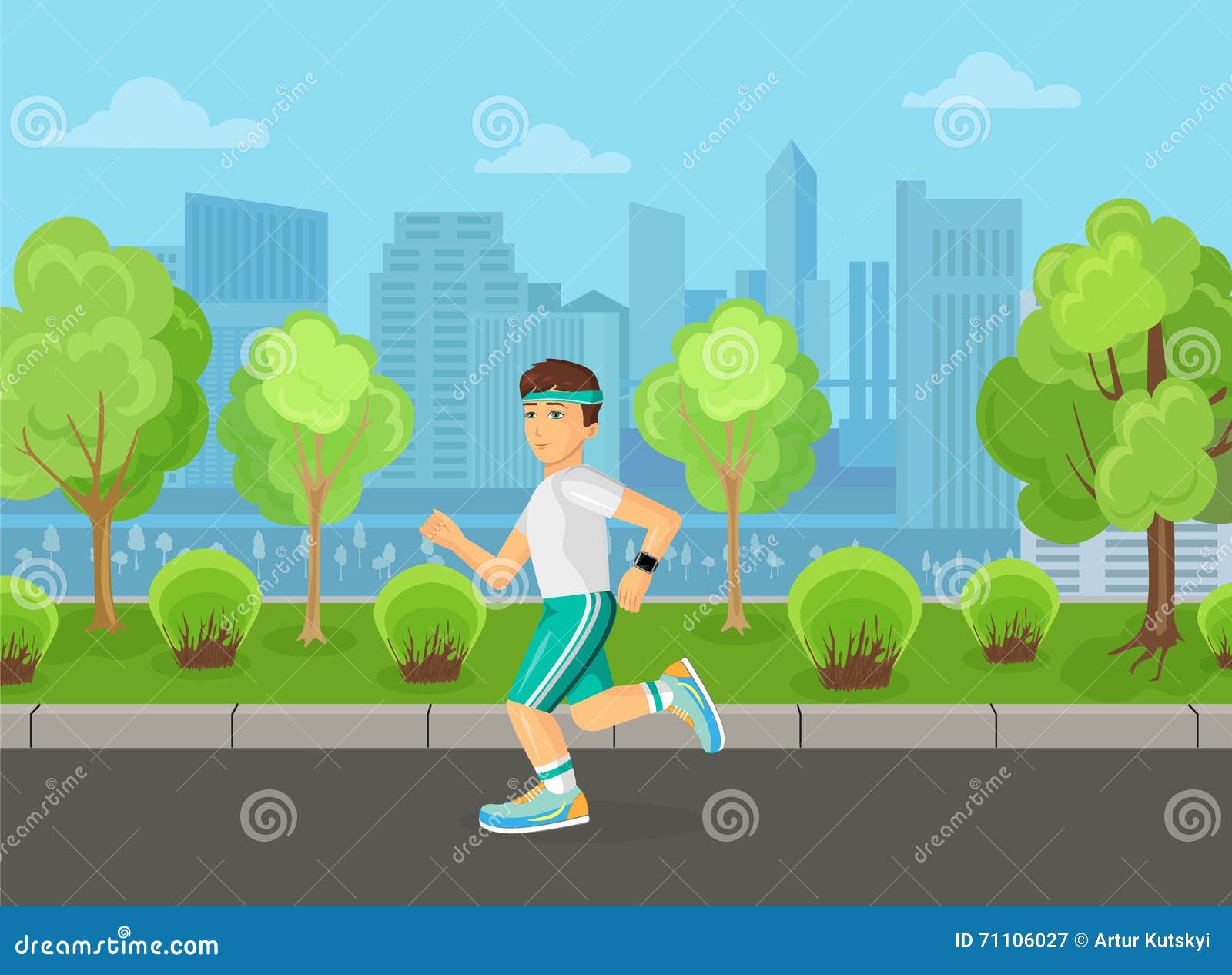 Runner Men Running on the Street City Park Concept. Stock Vector ...