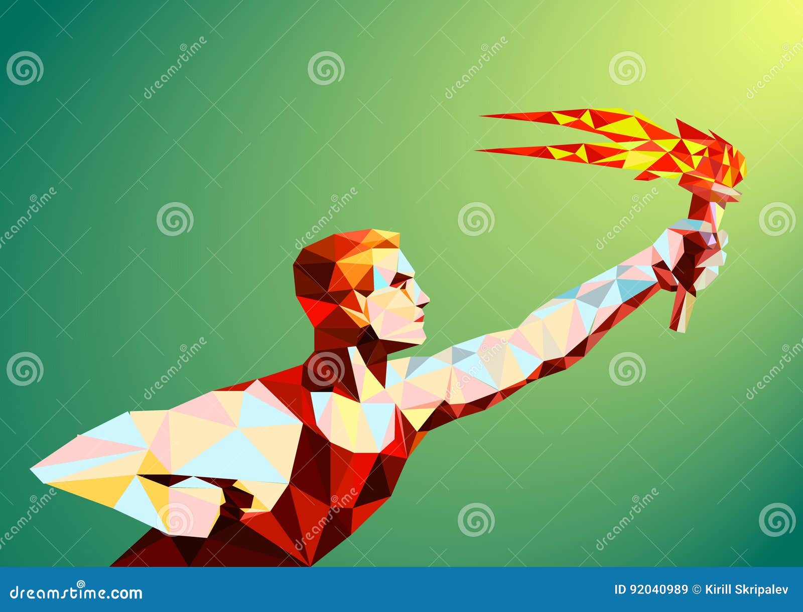 Runner with olympic flame stock vector. Illustration of olympic - 92040989