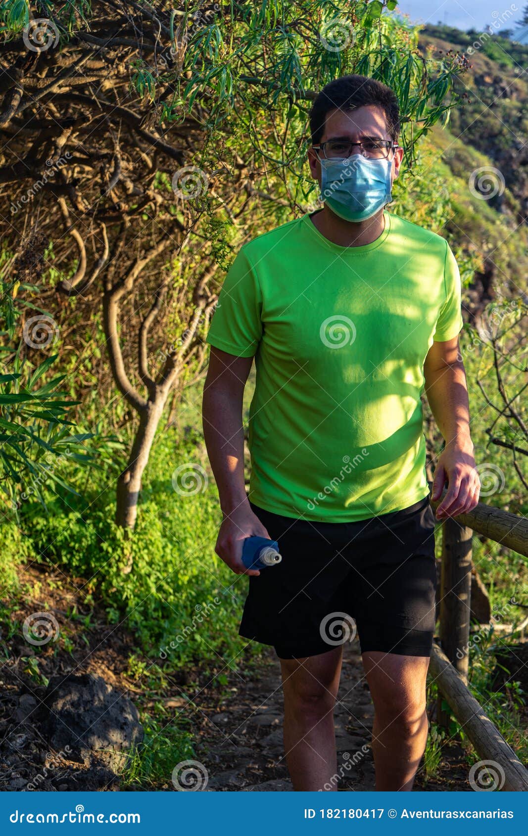 Runner Practices Trail Running in a Forest. Stock Image - Image of ...
