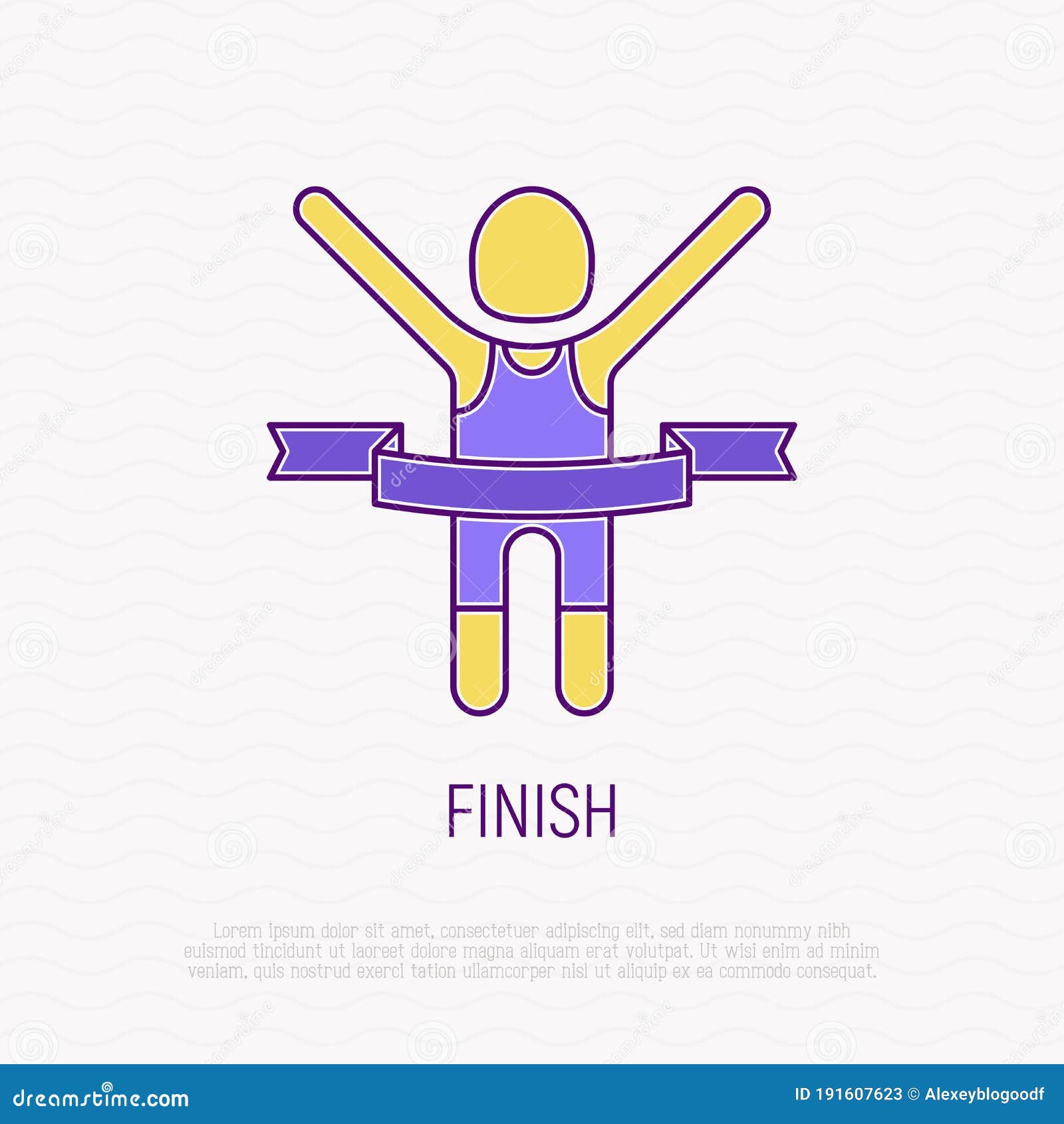 Runner with Raised Hands at Finish Tears Ribbon. Thin Line Icon Stock ...