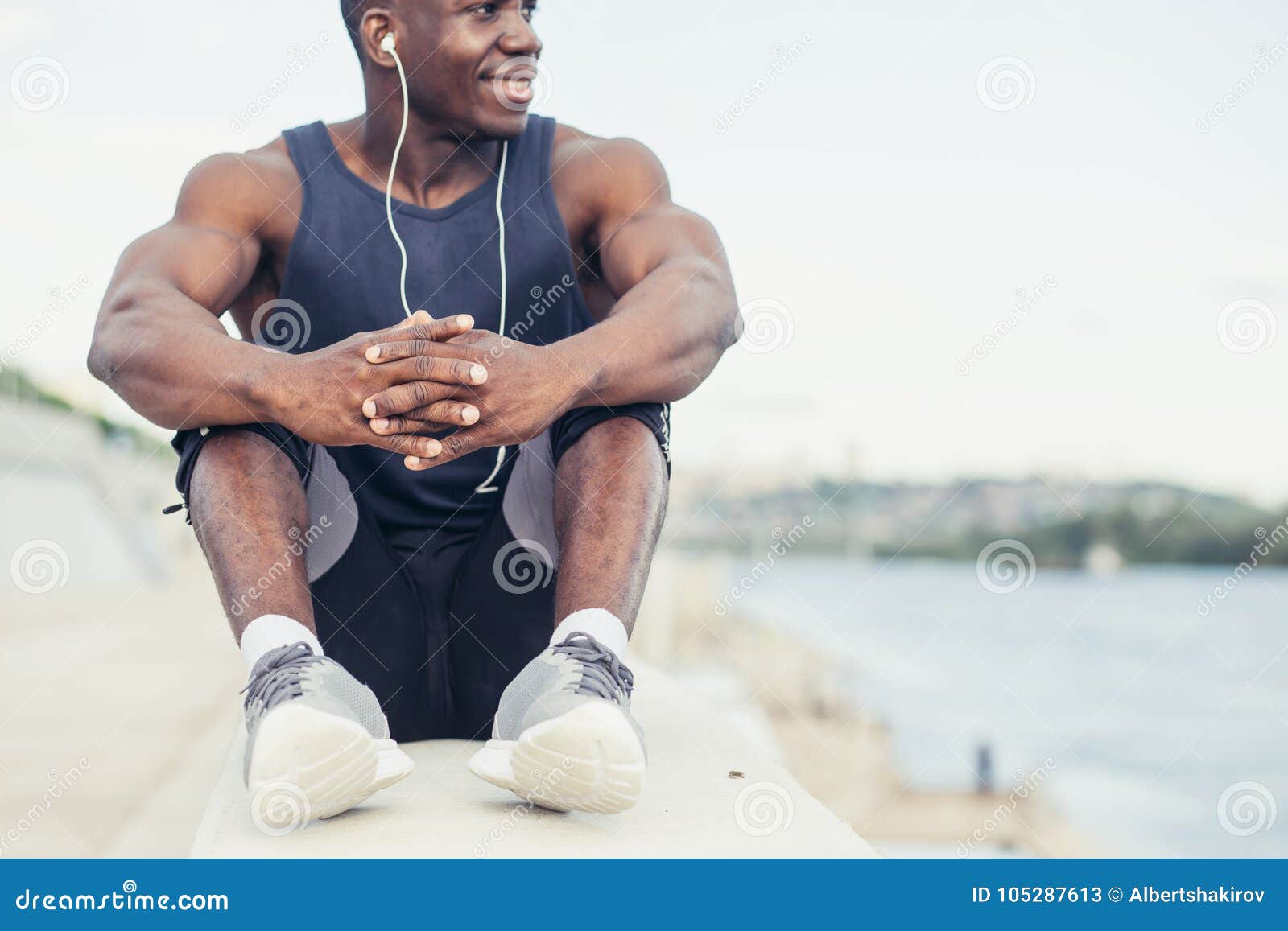 Runner Resting after Workout Session on Sunny Morning Stock Image ...