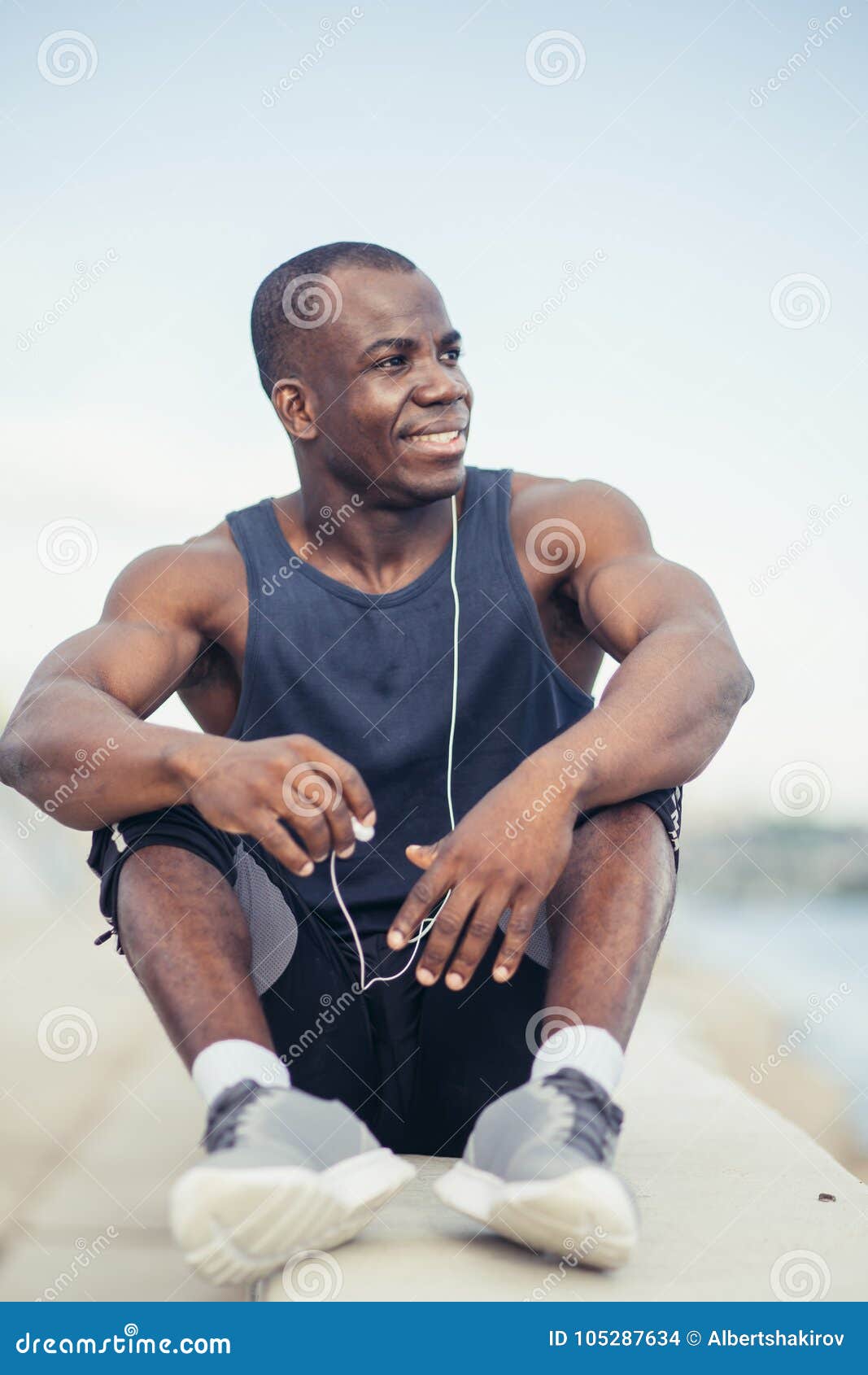 Runner Resting after Workout Session on Sunny Morning Stock Photo ...