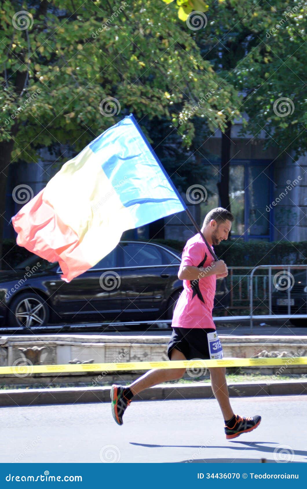 Runner with the Romanian Flag Editorial Image - Image of architecture ...