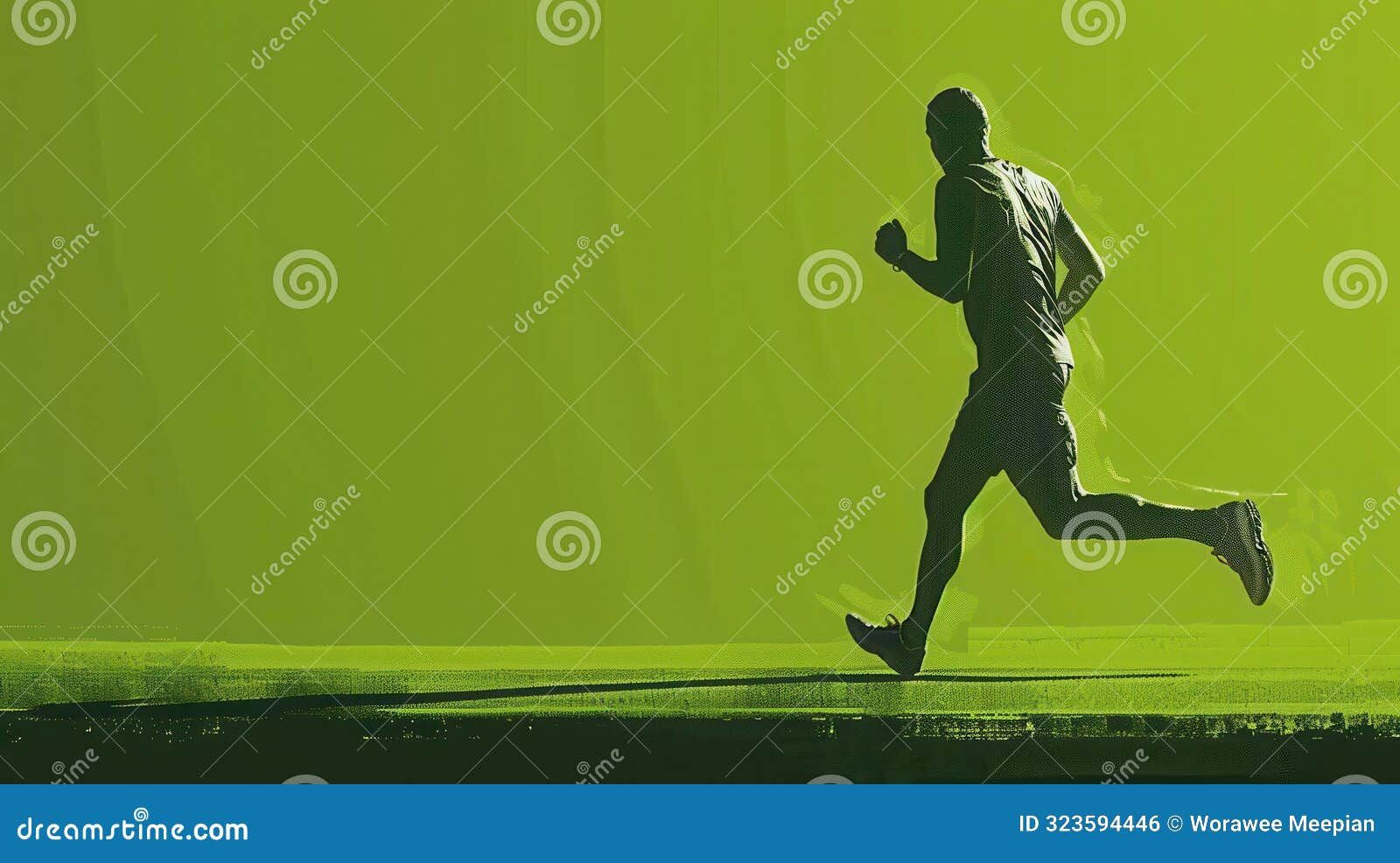 A Runner is Running in Front of a Green Wall Stock Illustration ...