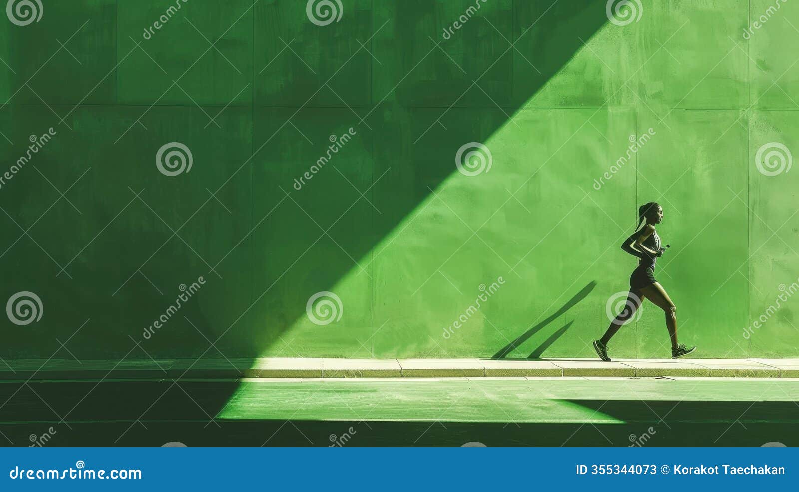 A Runner is Running in Front of a Green Wall Stock Image - Image of ...