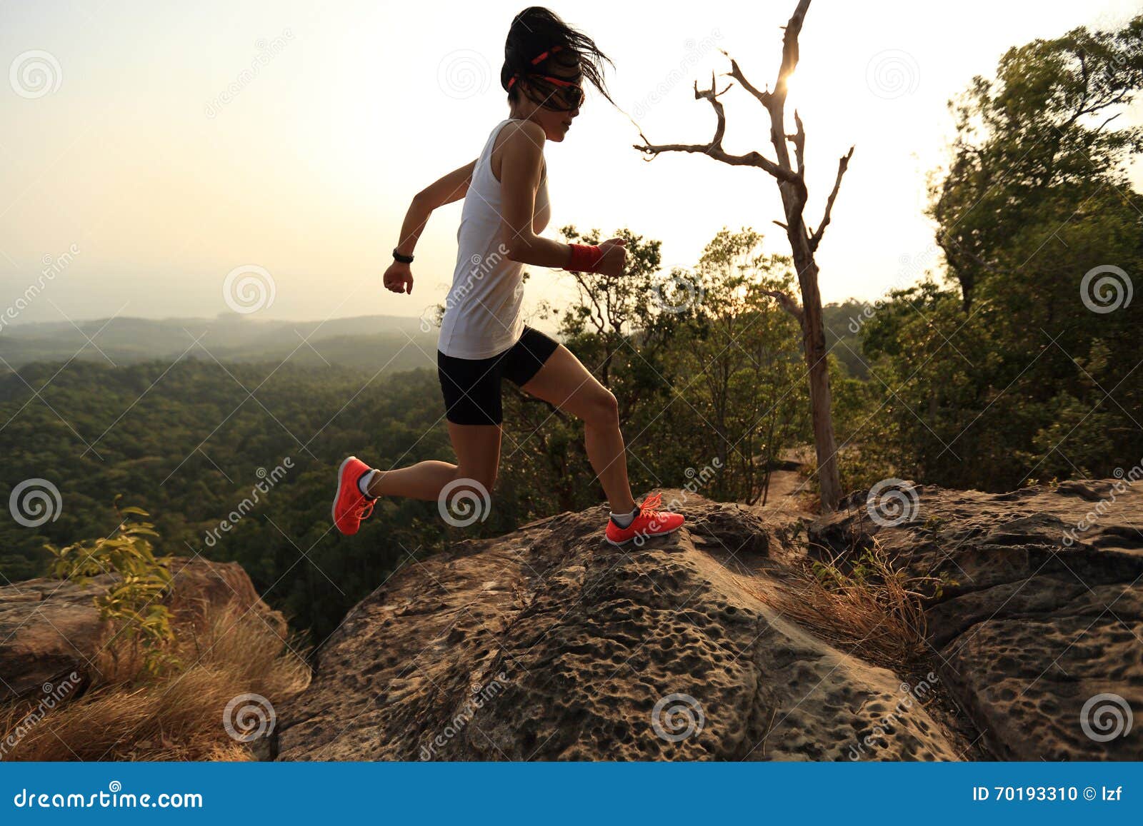 Runner Running on Mountain Peak Stock Photo - Image of peak, chinese ...