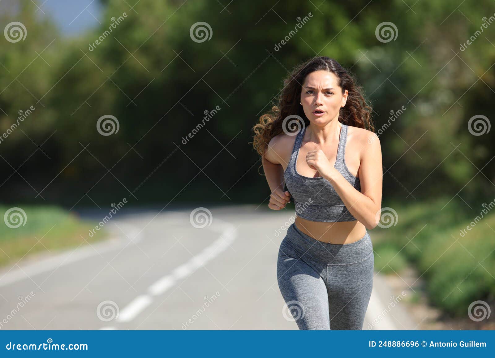 Runner Running in a Mountain Road Stock Photo - Image of healthy, happy ...