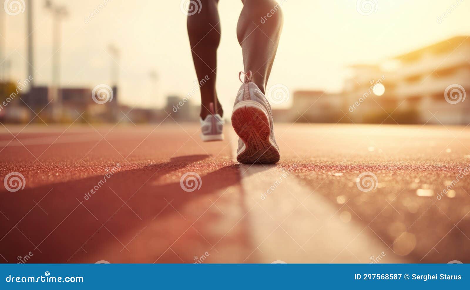 A Runner is Running on a Track at Sunset, AI Stock Image - Image of ...