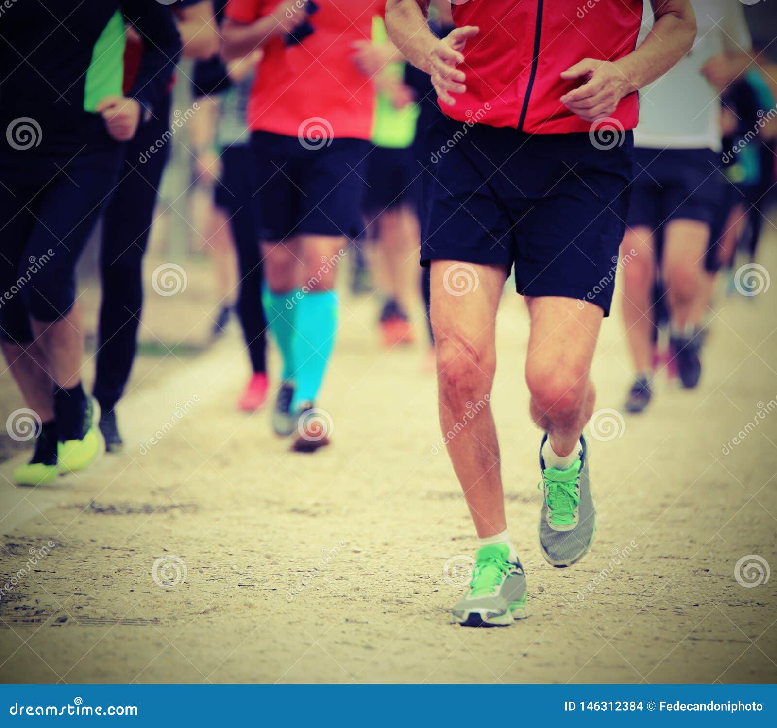 Runner Runs with Many People Stock Photo - Image of finish, sport ...