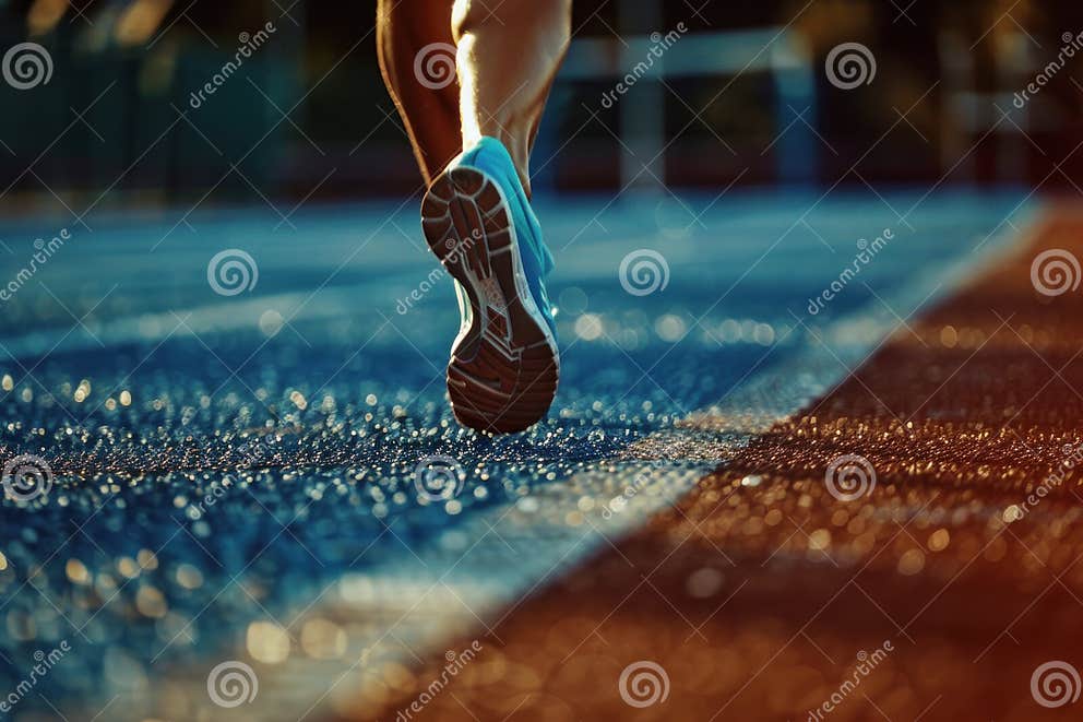 Runner S Feet on Track with Sparkling Effects Stock Image - Image of ...