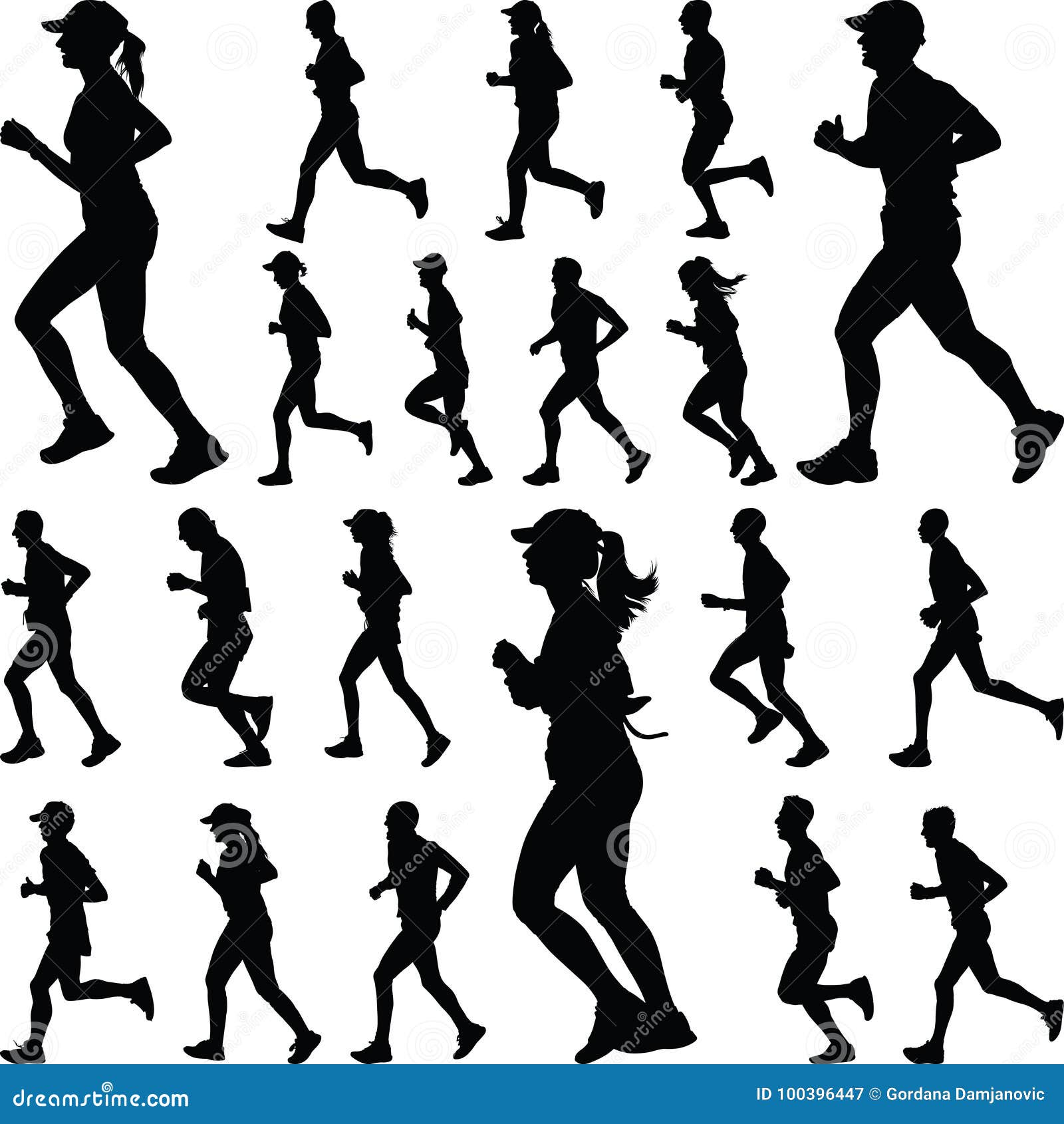 Runner silhouette. jogging stock vector. Illustration of group - 100396447