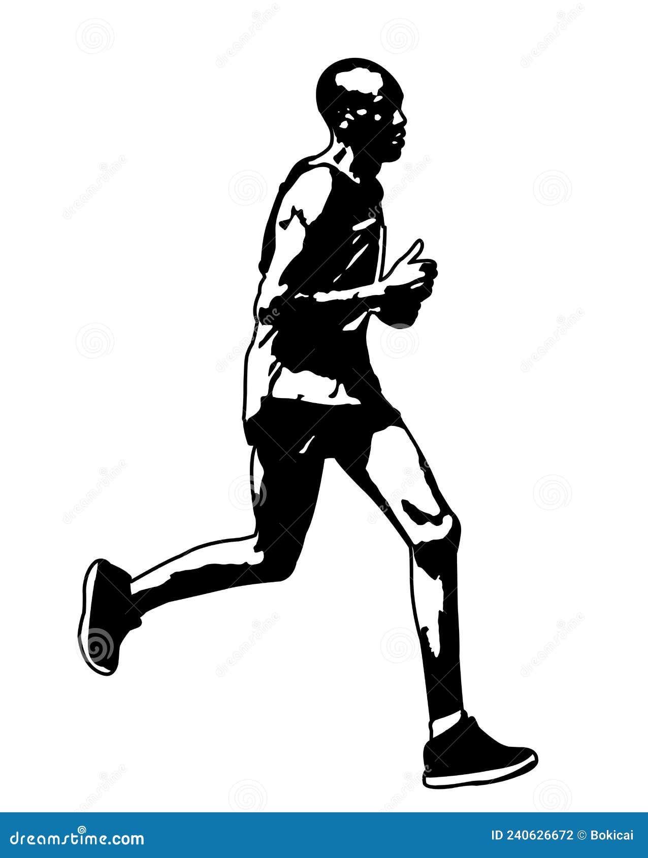 Runner Sketch and Silhouette Stock Vector - Illustration of pentathlon ...