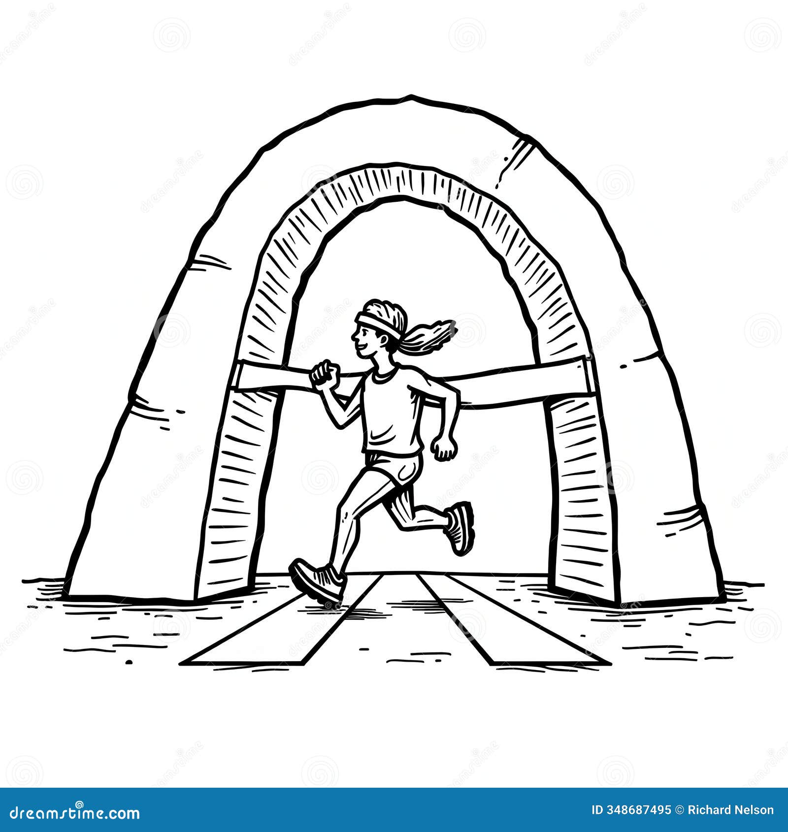 Runner Sprinting through Underground Tunnel Passage Stock Illustration ...