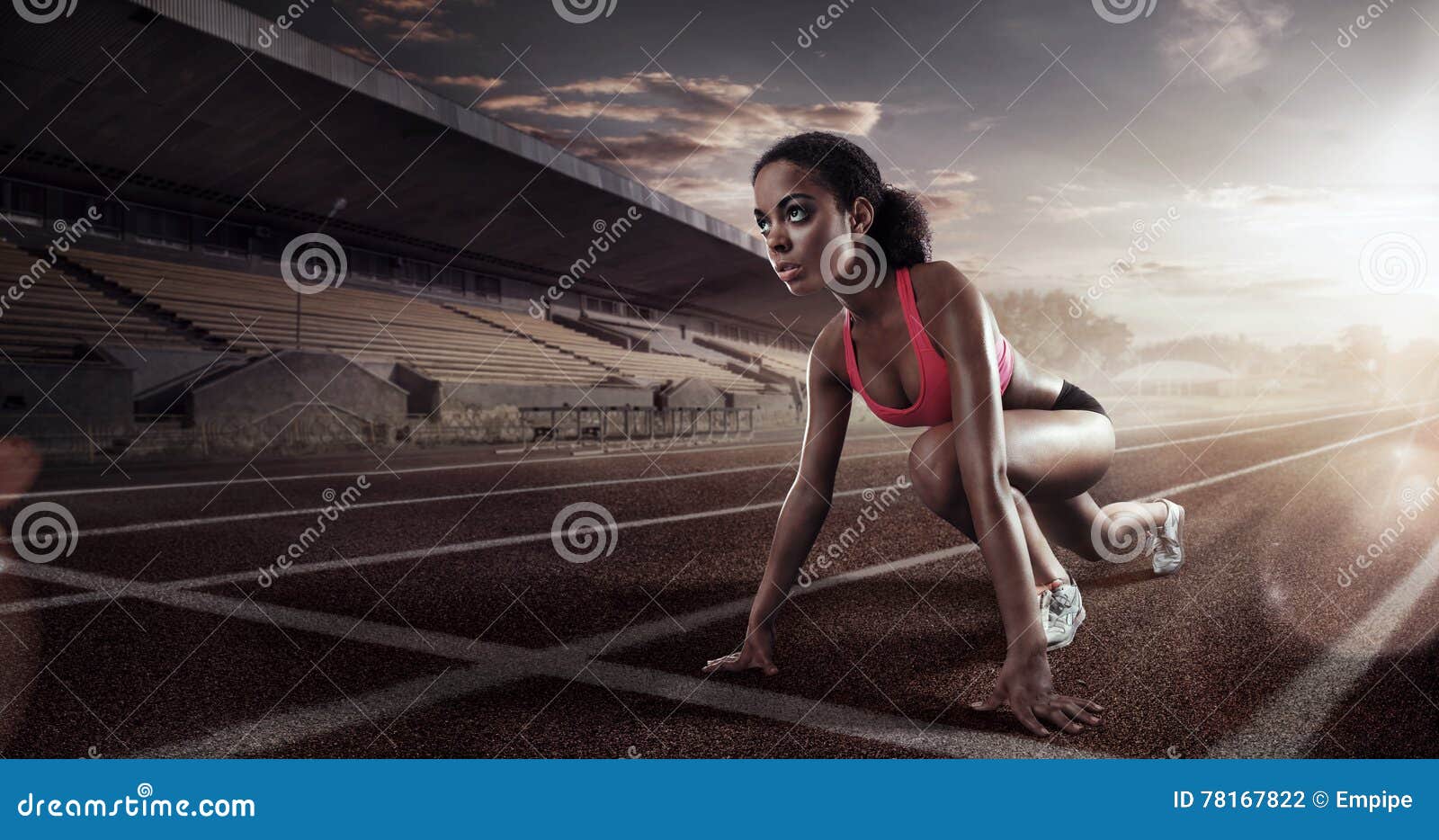 Runner on the start line stock photo. Image of racetrack - 78167822