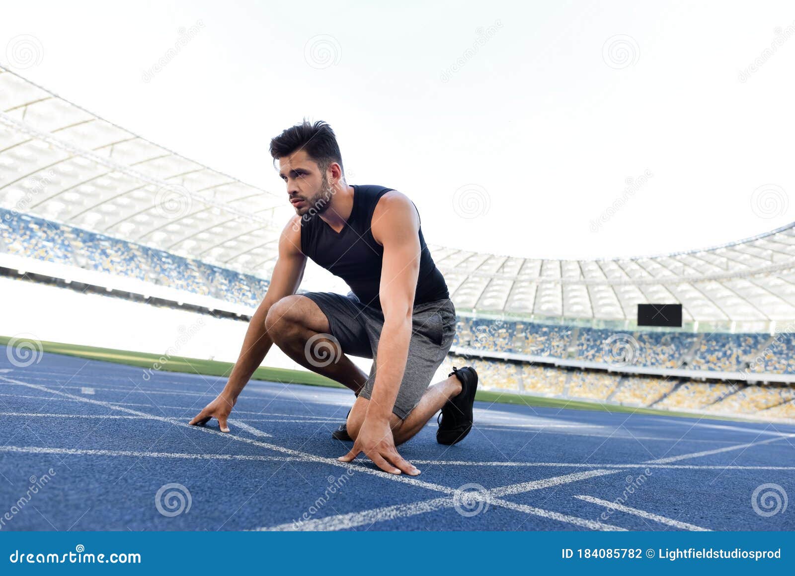 Runner in Start Position on Running Stock Photo - Image of sportsman ...