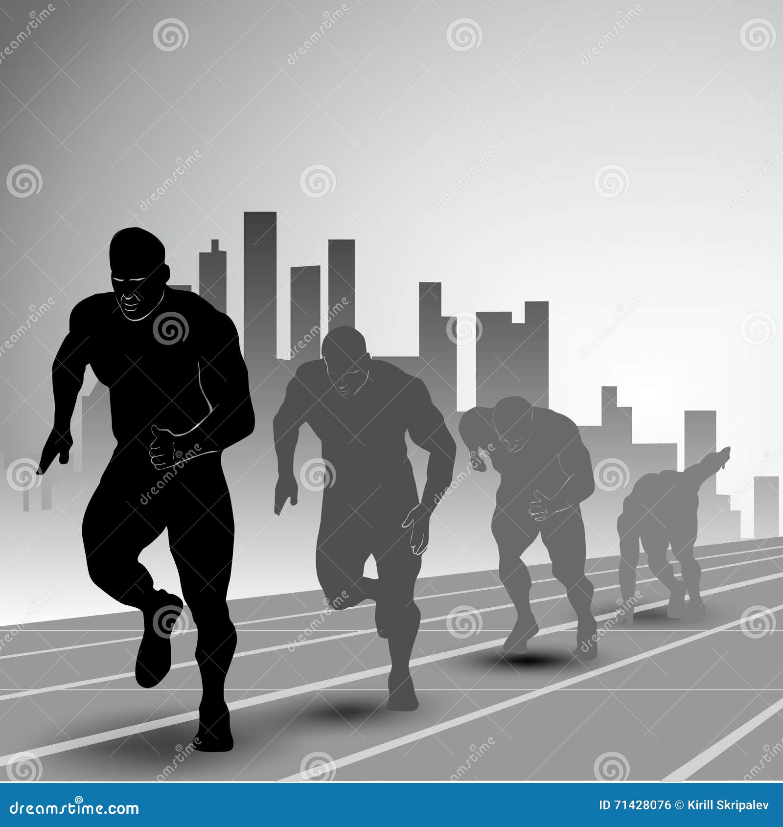 Runner on start stock vector. Illustration of male, lighting - 71428076