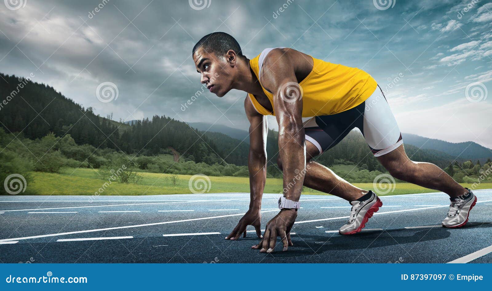 Runner on the start. stock image. Image of african, power - 87397097