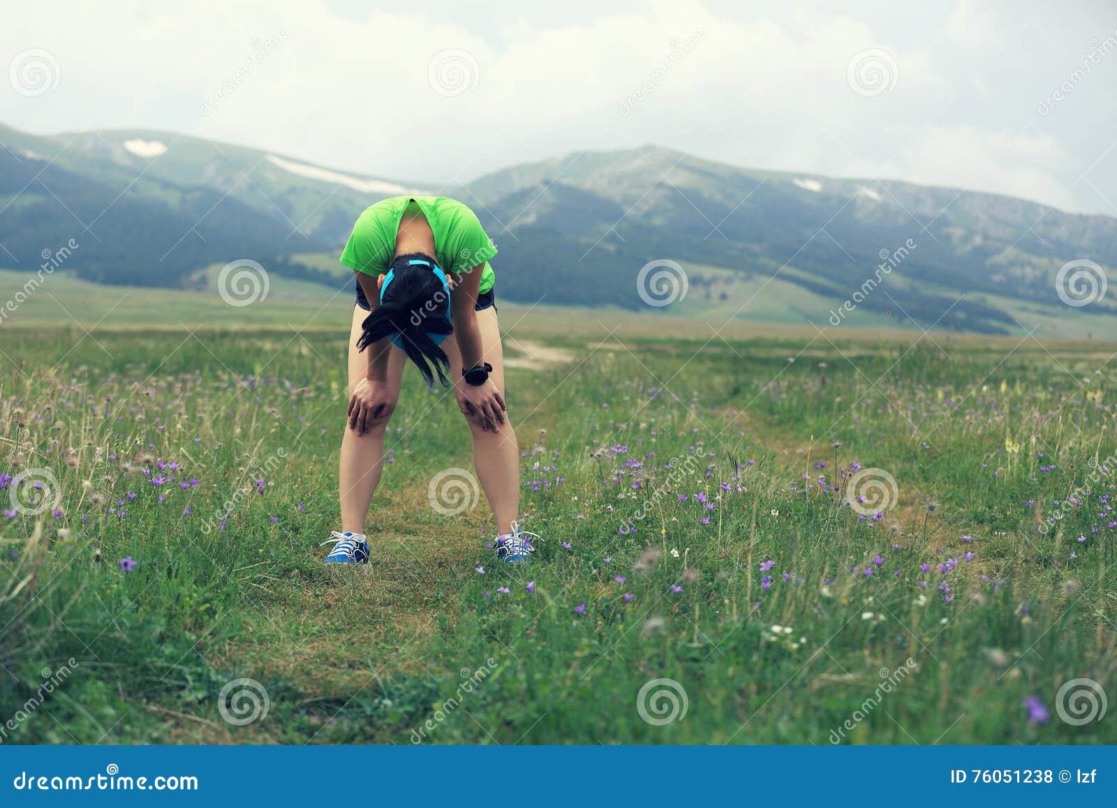 Runner Taking a Rest after Running Forest Trail Stock Photo - Image of ...