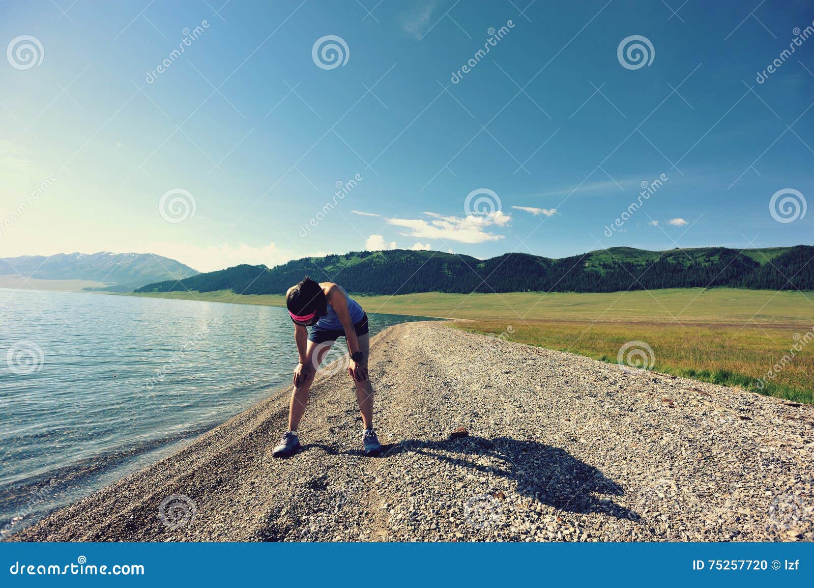 Runner Taking a Rest after Running Seaside Stock Photo - Image of ...