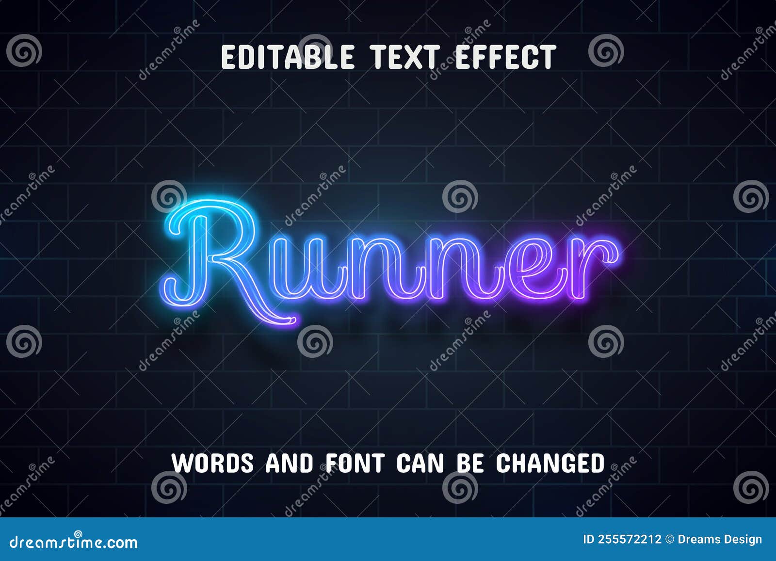 Runner Text - Editable Neon Text Effect Stock Vector - Illustration of ...