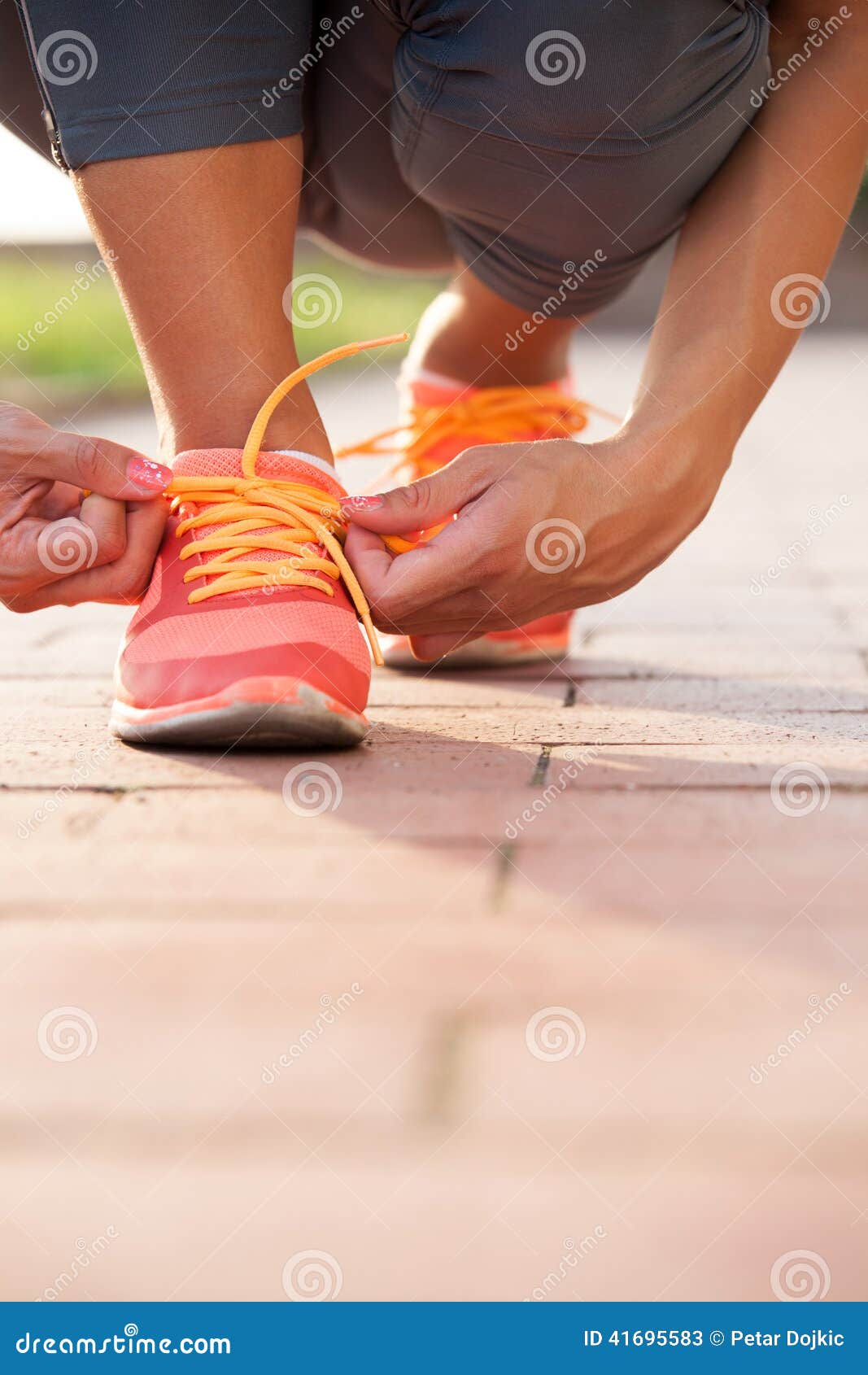 Runner Trying Running Shoes Getting Ready for Jogging Stock Image ...