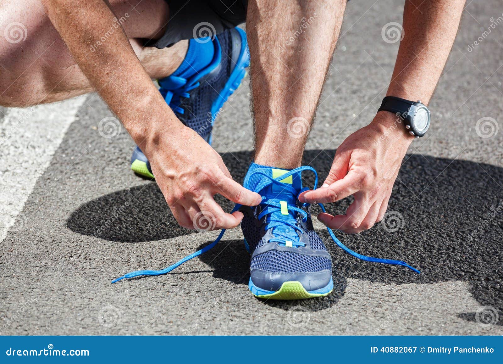 Runner Trying Running Shoes Getting Stock Image - Image of jogging ...