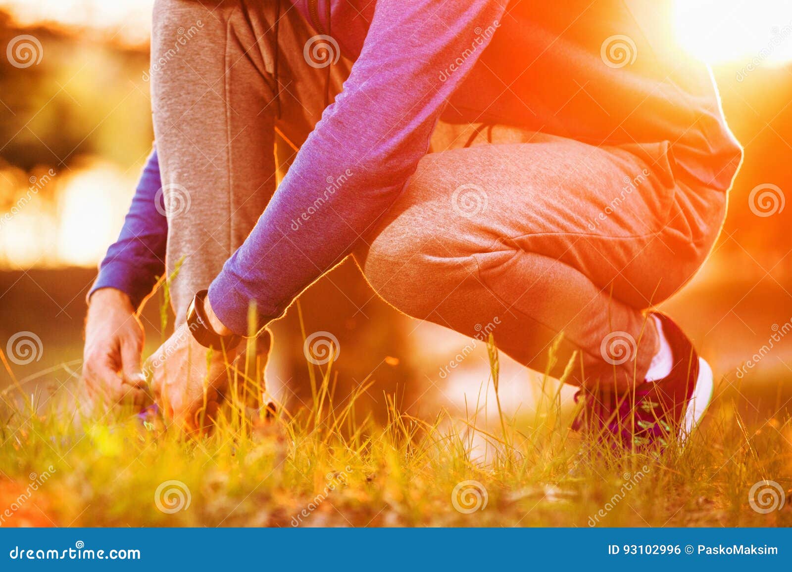 Runner Trying Running Shoes Getting Ready for Run Stock Photo - Image ...
