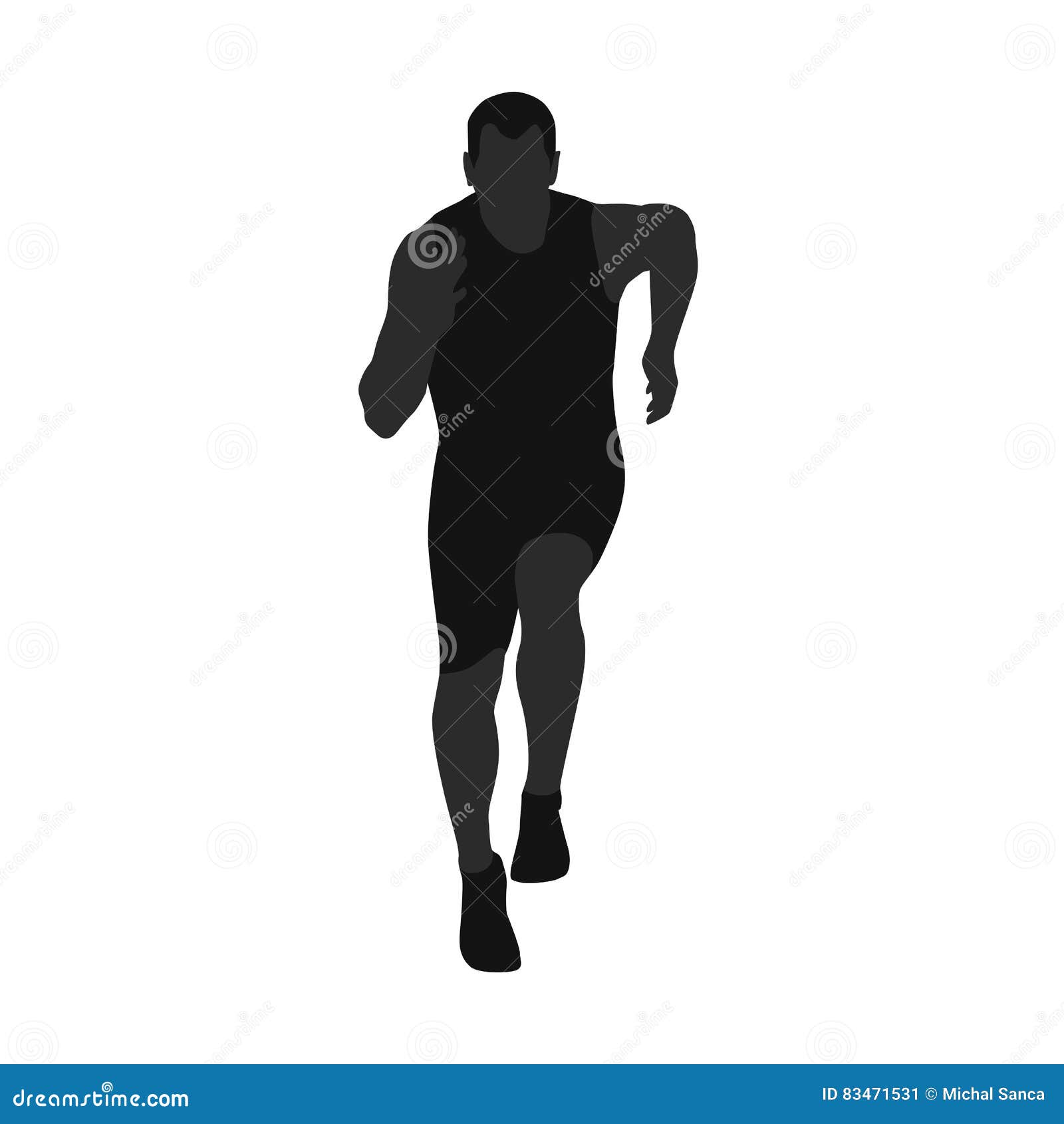 Runner Vector Silhouette. Front View Stock Vector - Illustration of ...
