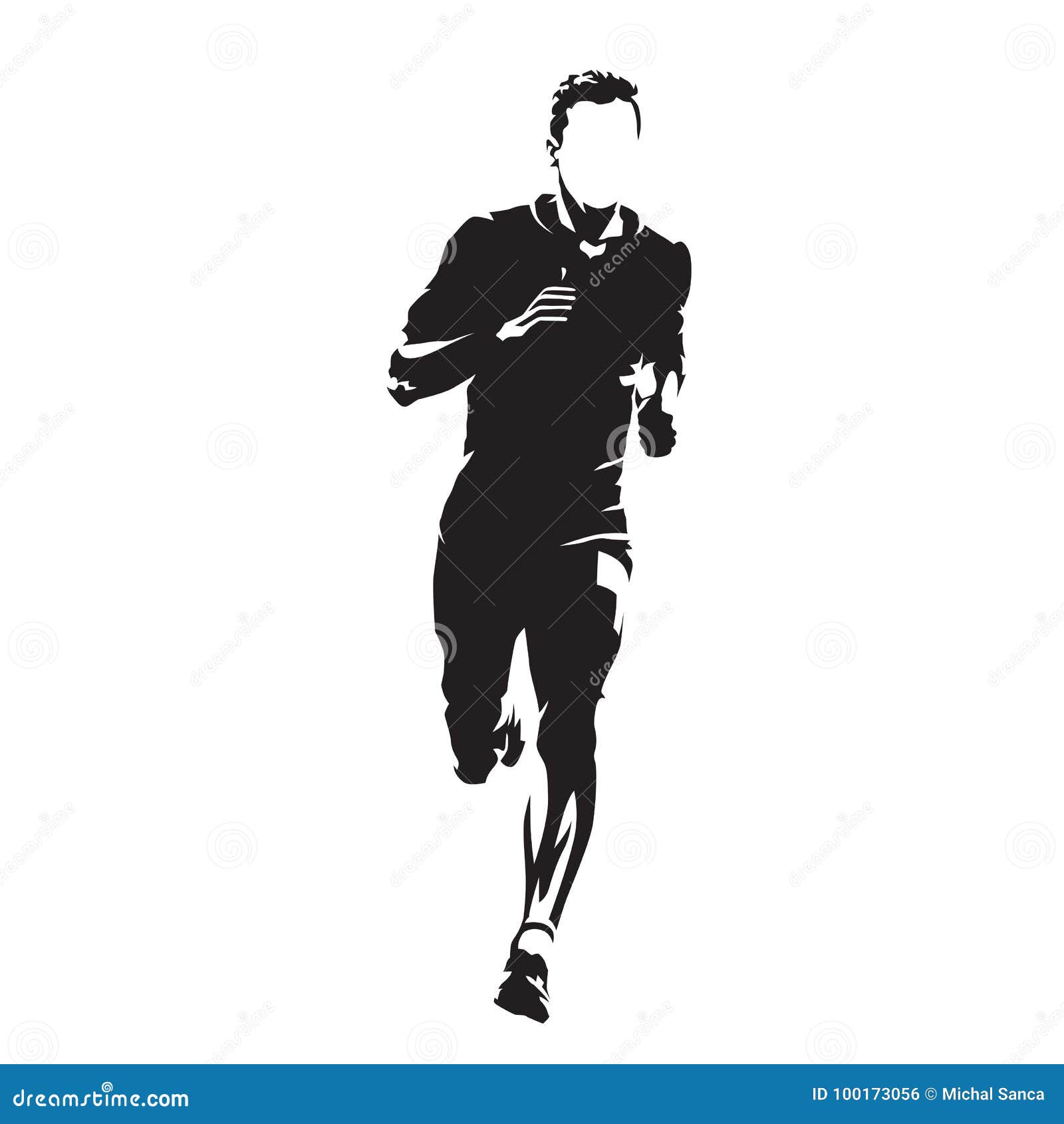 Runner Vector Silhouette, Front View Stock Vector - Illustration of ...