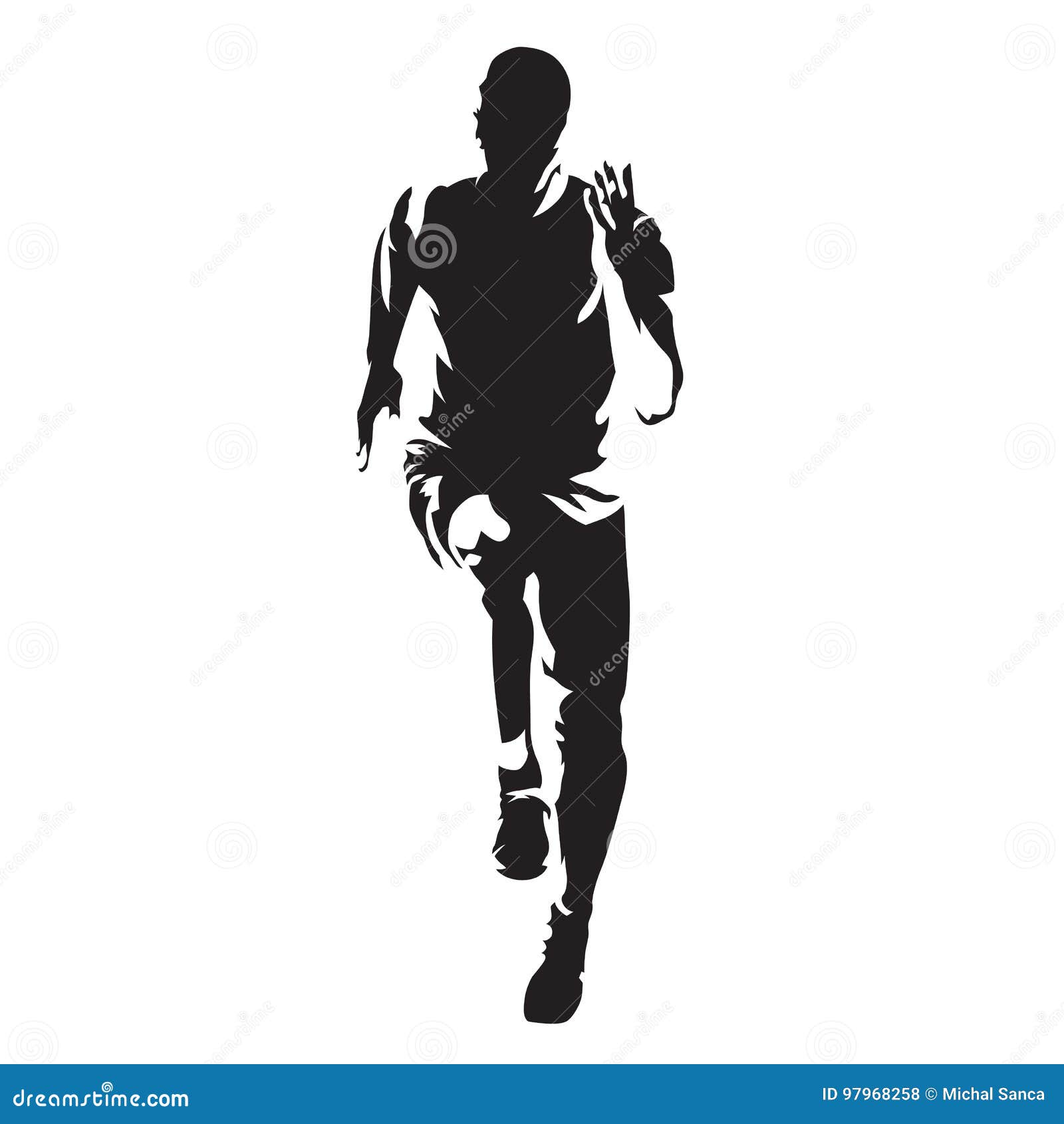 Runner Vector Silhouette, Front View Stock Vector - Illustration of ...